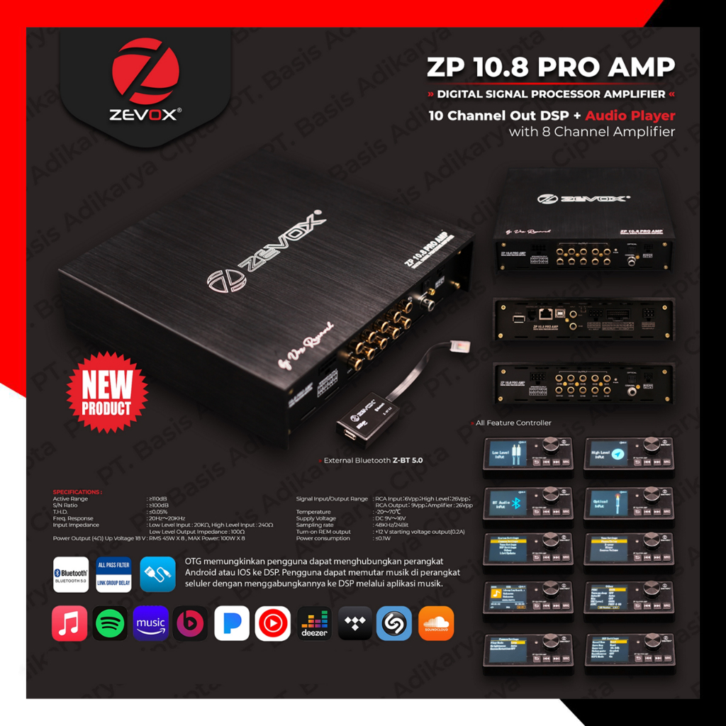 Jual Digital Sound Processor Audio Mobil ZEVOX ZP 10.8 PRO AMP DSP 10CH ...