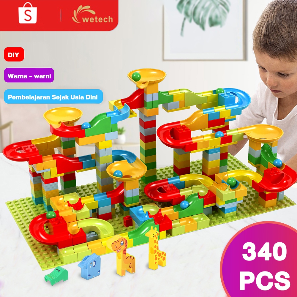 Jual Wetech Mainan Marble Race Run Maze Blocks Building Blocks 340Pcs ...