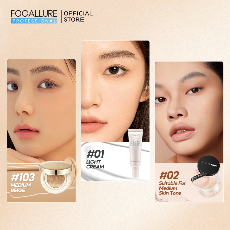Jual FOCALLURE 3PCS Face Set Includes BB Cushion Primer Lip tint | Shopee Indonesia