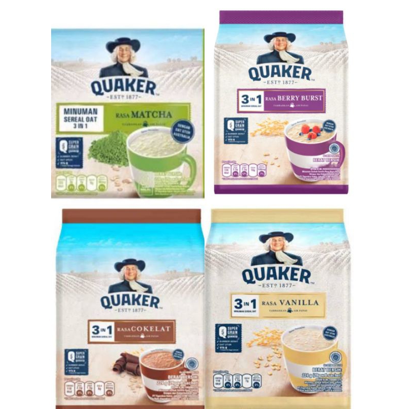Jual Quaker 3in1 Minuman Sereal isi 8 sachet Coklat Vanilla Berry Burst ...