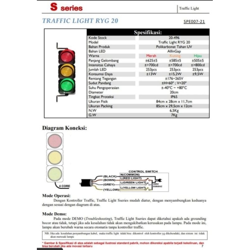 Jual Traffic Light 20cm 3mata Merah Kuning Hijau Warning Light Lampu ...