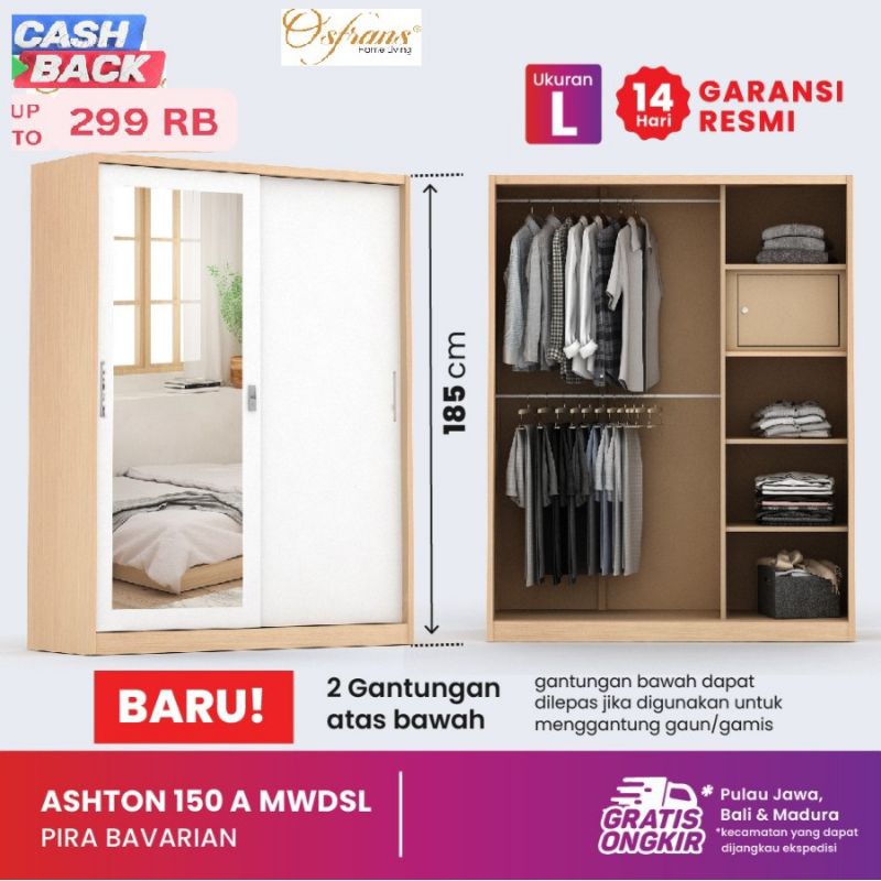 Jual ASHTON 150 120 90 MWDSL Lemari Pakaian Besi Sliding Geser ASTON ...