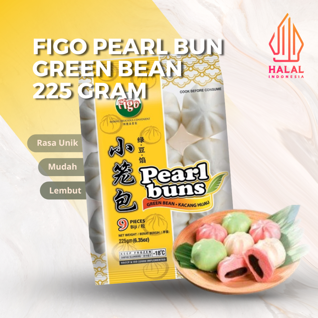 Jual [GROSIR] FIGO BAKPAO PEARL BUN GREEN BEAN KACANG HIJAU 225 GRAM ...