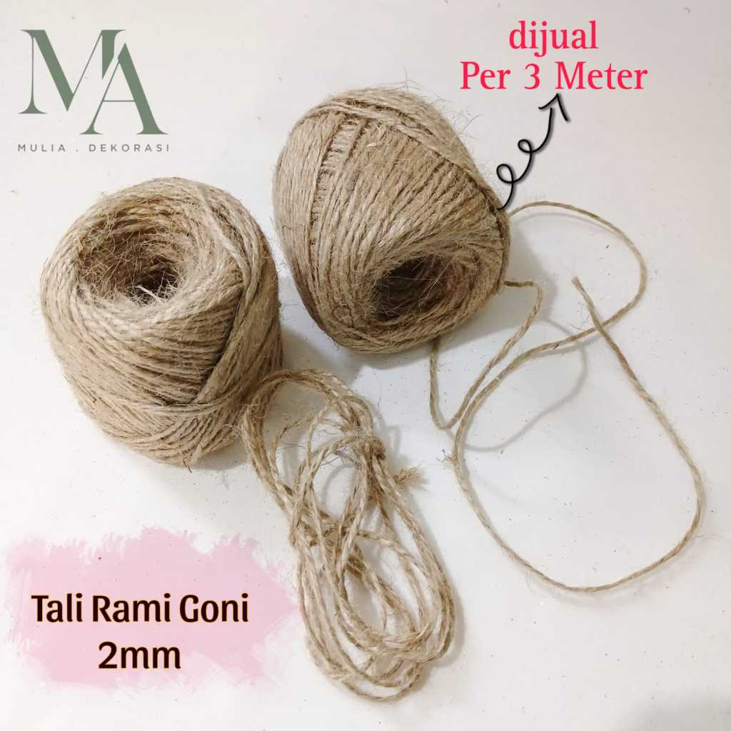 Jual Tali Rami Goni 2mm Jerami String Handcraf Per 3 Meter Gantungan ...