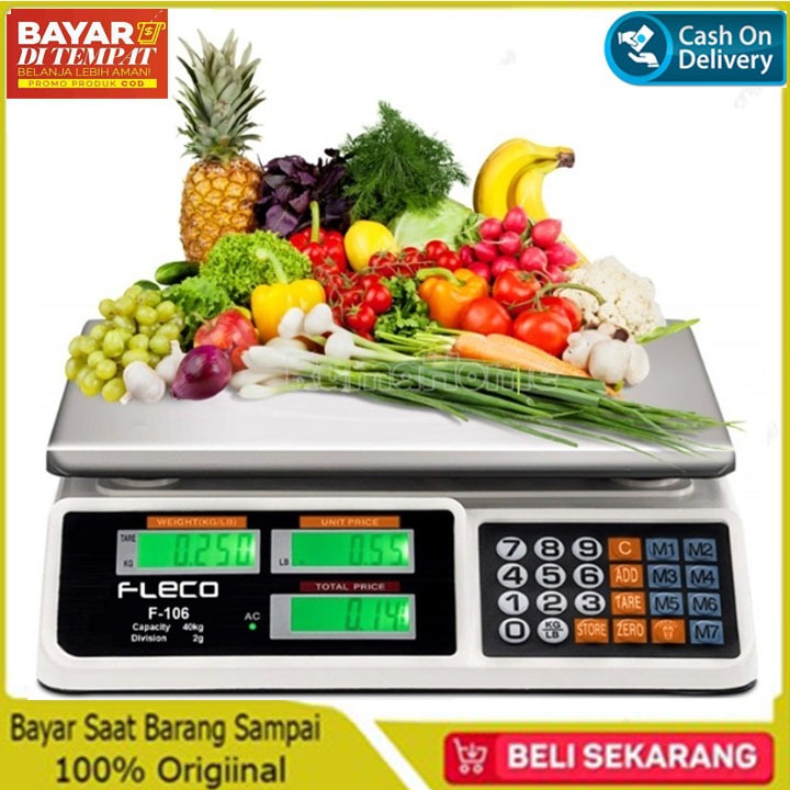 Jual PROMO Timbangan Digital buah / timbangan laundry Fleco F-106 Digital 40Kg TERBARU | Shopee ...