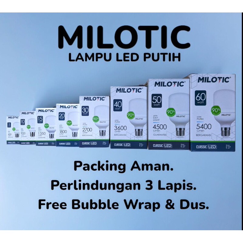 Jual Milotic Lampu Led Bulb Kapsul 5W 10W 15W 20W 30W 40W 50W 60W Putih ...