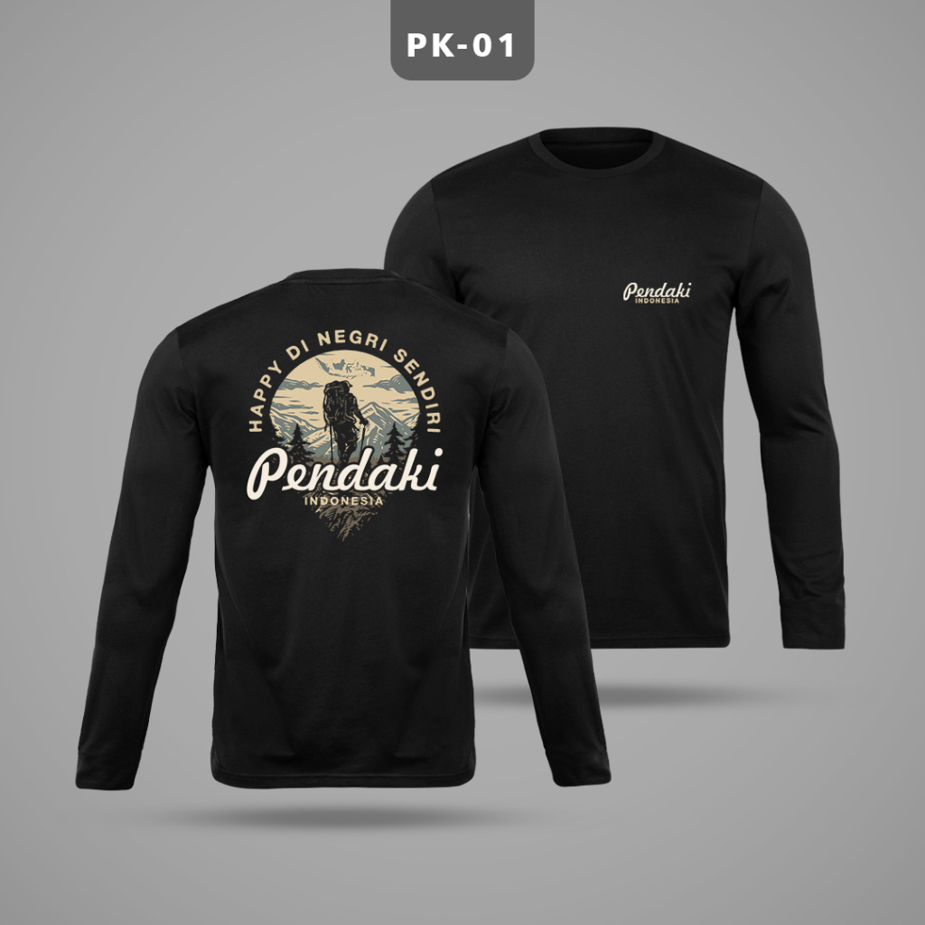 Jual Kaos Distro Pria Lengan Panjang Hitam Premium Tema Pendaki Gunung ...
