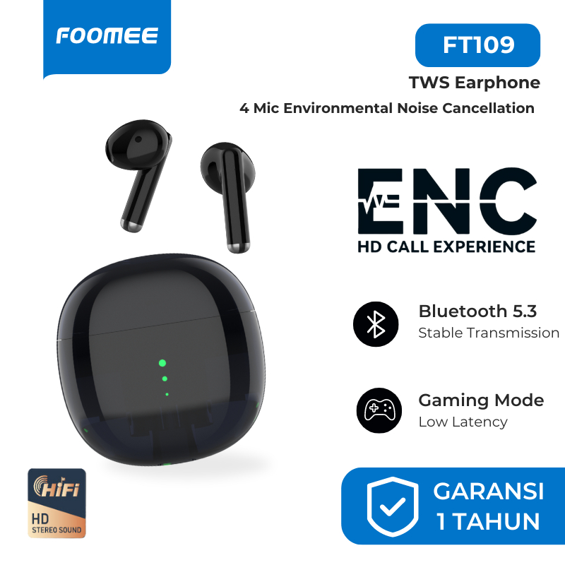 Jual Foomee FT109 Earphone Bluetooth 5.3 TWS True Wireless Stereo ENC ...