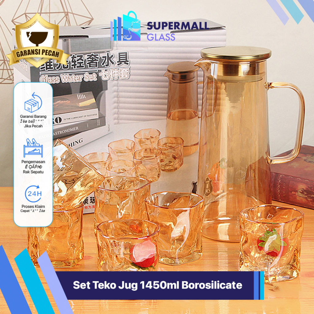 Jual [SG] COD Set Teko Jug 1450ml Borosilicate Glass / Hot Cold ...