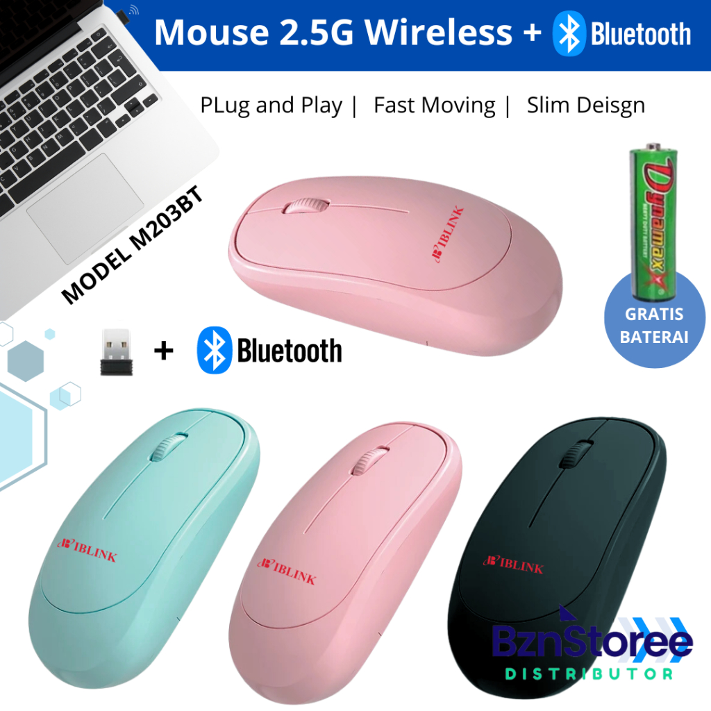 Jual Mouse Wireless Bluetooth Slim / Mouse Wireless Bluetooth 2.4GHz ...