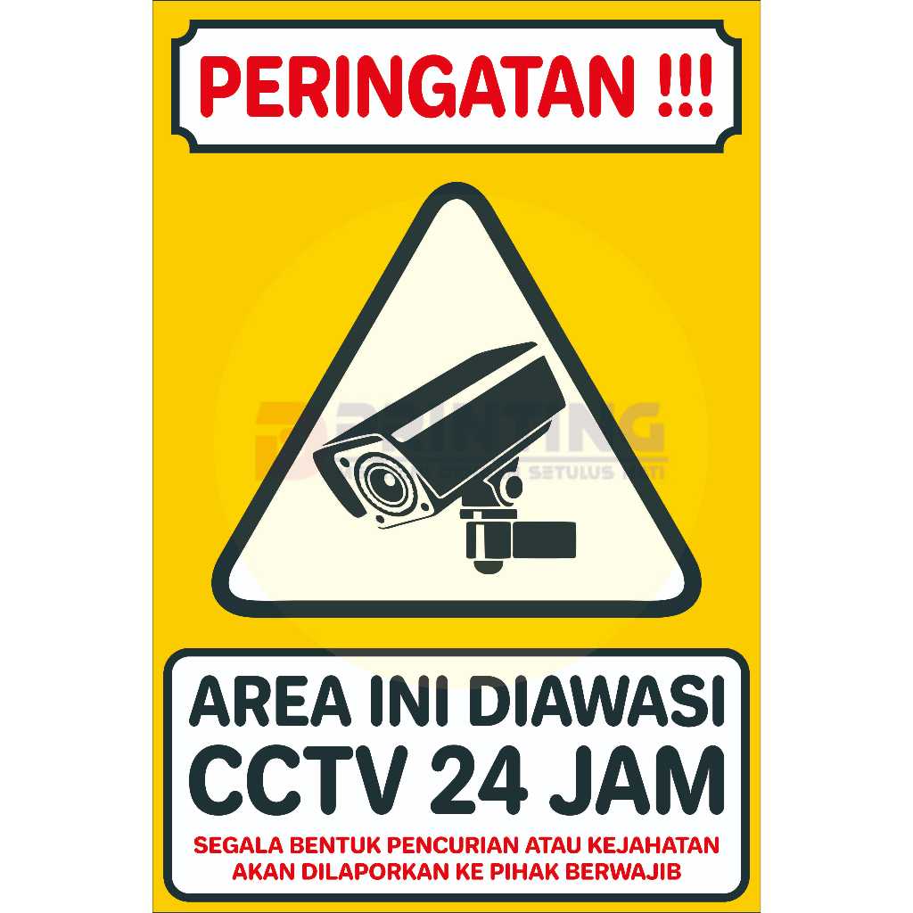 Jual STIKER PRINGATAN CCTV 24 JAM + LAMINASI.GLOSY | Shopee Indonesia
