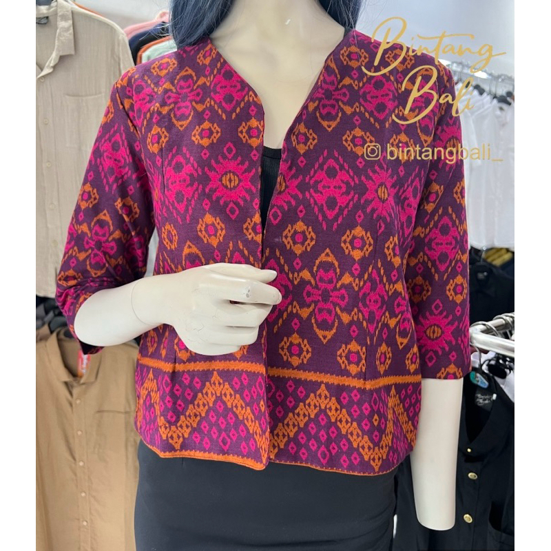 Jual Blazer Wanita Bolero Cewek Endek Bali Katun Sadewa Magenta Pink ...
