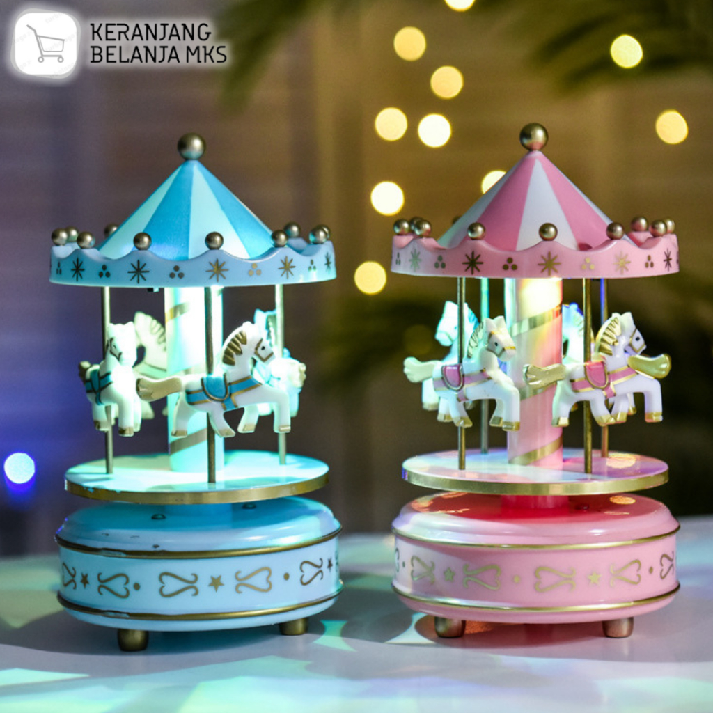 Jual Kotak Musik Merry Go Round Musical Box Carousel Mekanikal Kotak ...