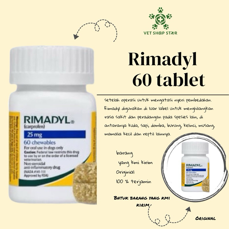 Jual Rimadyl dog ( 1 botol : 60 tablet ) | Shopee Indonesia