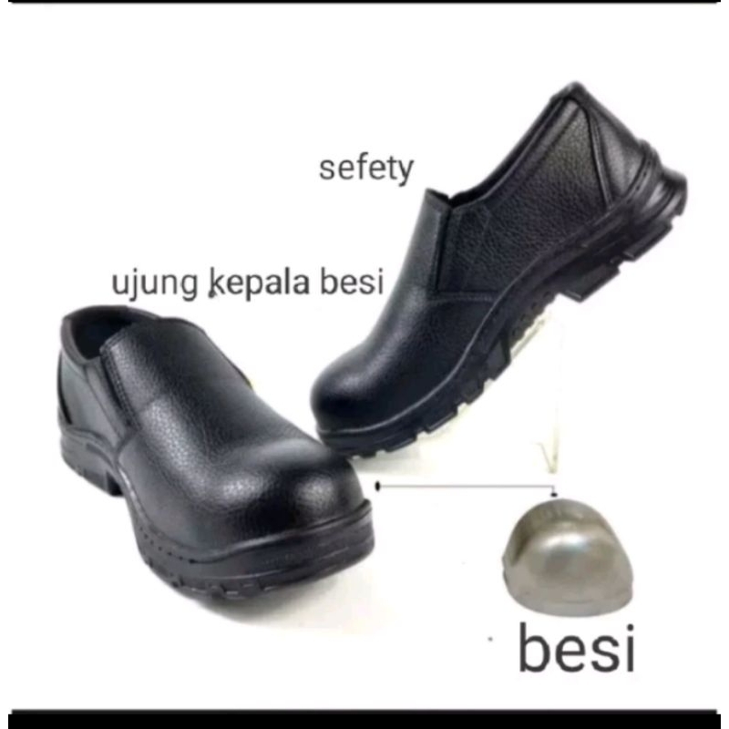 Jual Sepatu Safety Slip On Septi Pria Ujung besi Septy Slop Selop Kerja ...