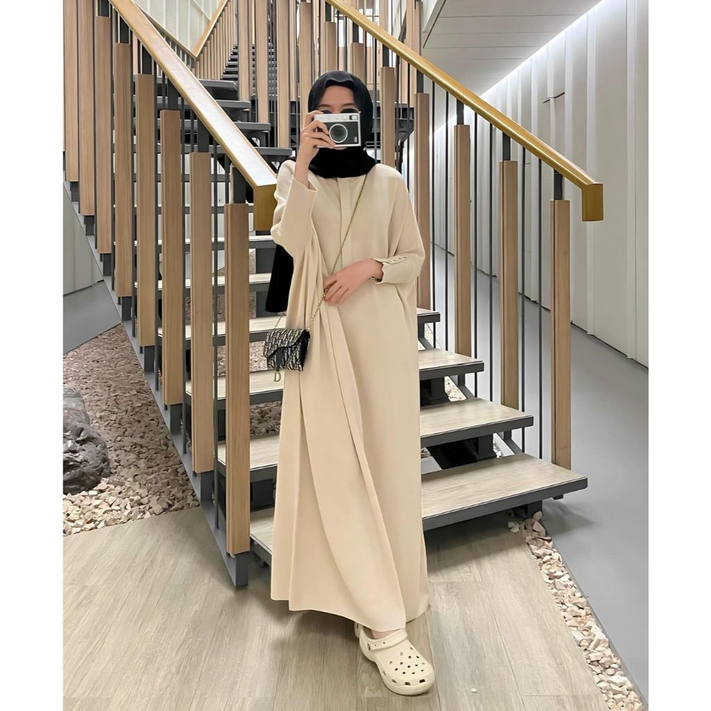 Jual Abaya Gamis Batwing Plisket Knit Dress Busui Umroh Lebaran Haji Daily v2 | Shopee Indonesia