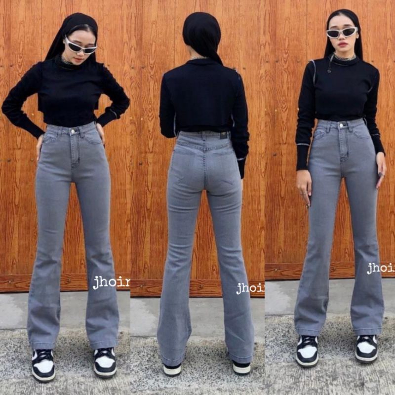 Jual Highwaist Cutbray Jeans Loose Anti Ngantung Melar Tebal - Celana Jeans Cutbray Wanita ...