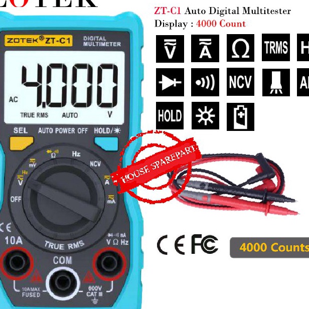 Jual 55 COD Zotek ZTC1 Avometer Digital Multitester Digital Original ...