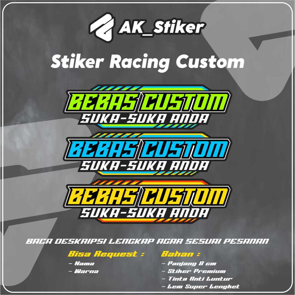 Jual SEHARI JADI!!! STIKER NAMA RACING NAMA KOMUNITAS STIKER NAMA ...