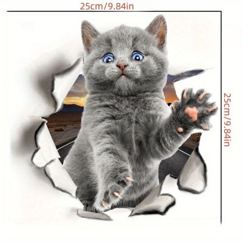 Jual stiker gambar kucing lucu 3d size 18x29 print cut | Shopee Indonesia