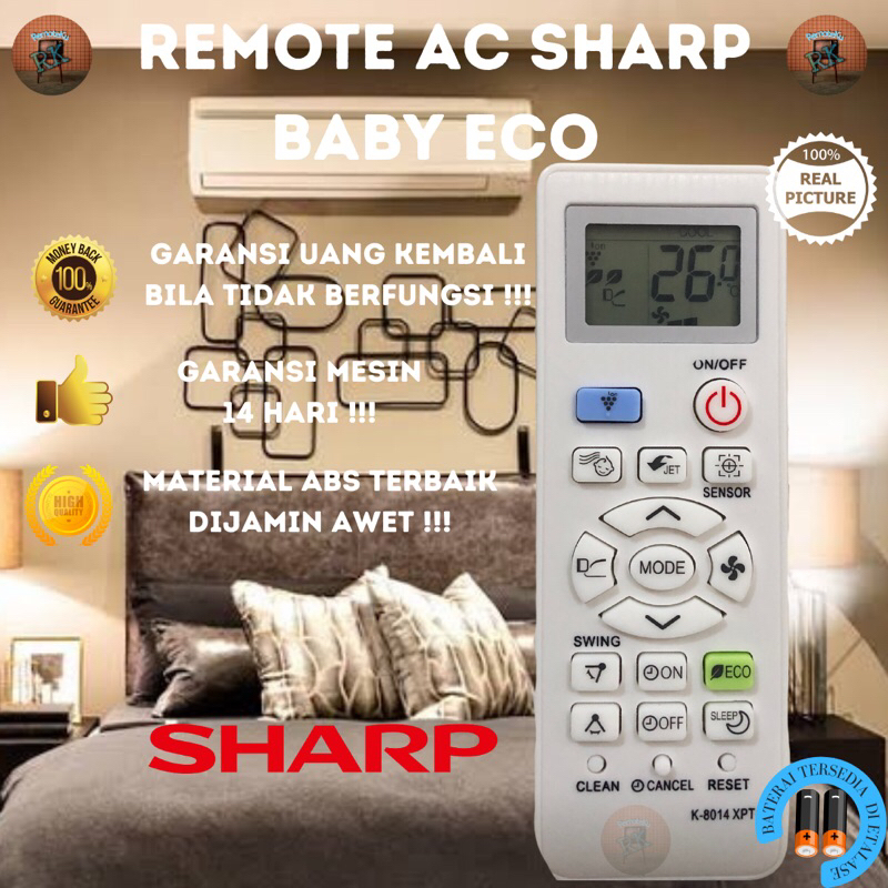 Jual REMOTE AC SHARP PLASMACLUSTER BABY ECO ORIGINAL PABRIK | Shopee ...