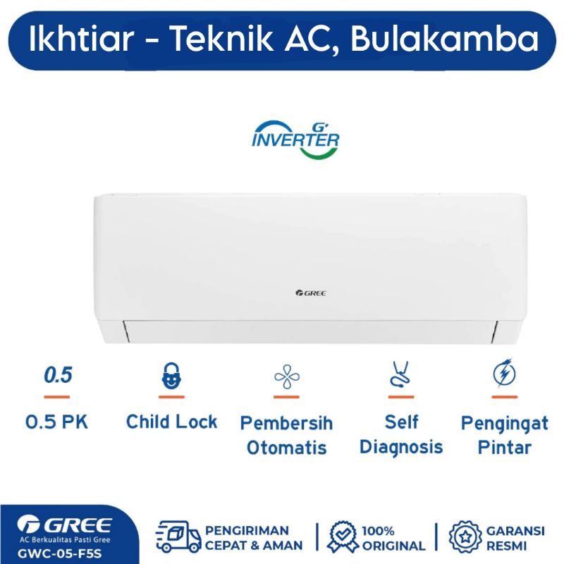 Jual AC GREE GWC - 05F5s Inverter 1/2 PK 190 Watt (Unit + Pemasangan ...