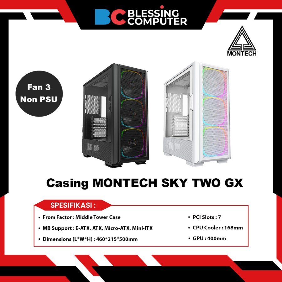 Jual Casing MONTECH SKY TWO GX BLACK | Shopee Indonesia