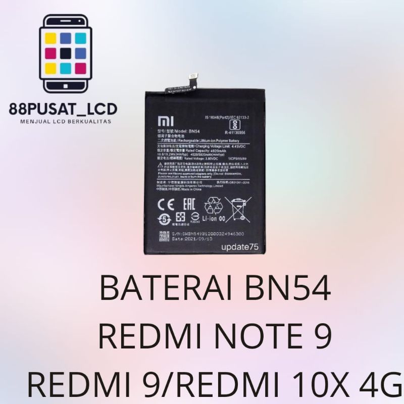 Jual Baterai Redmi Note 9 Batre Redmi 9 / REDMI 10X 4G Batrei BN54 ...