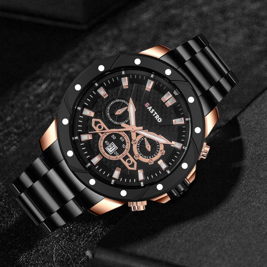 Jual GASTRO 0598 Jam tangan Pria Anti Air Stainless Steel kalender ...