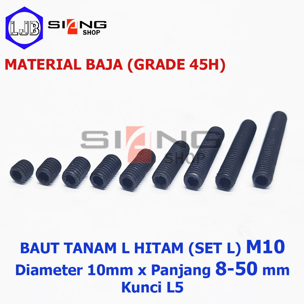 Jual Baut Tanam L M10 Baja Hitam Panjang 8 sd 50mm (Set L) | Shopee Indonesia