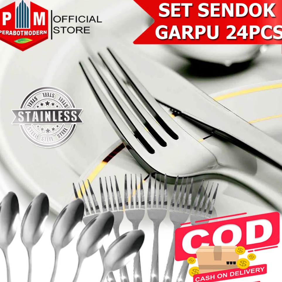 Jual PAKET Sendok Dan Garpu Makan Stainless Set 24pcs | Shopee Indonesia