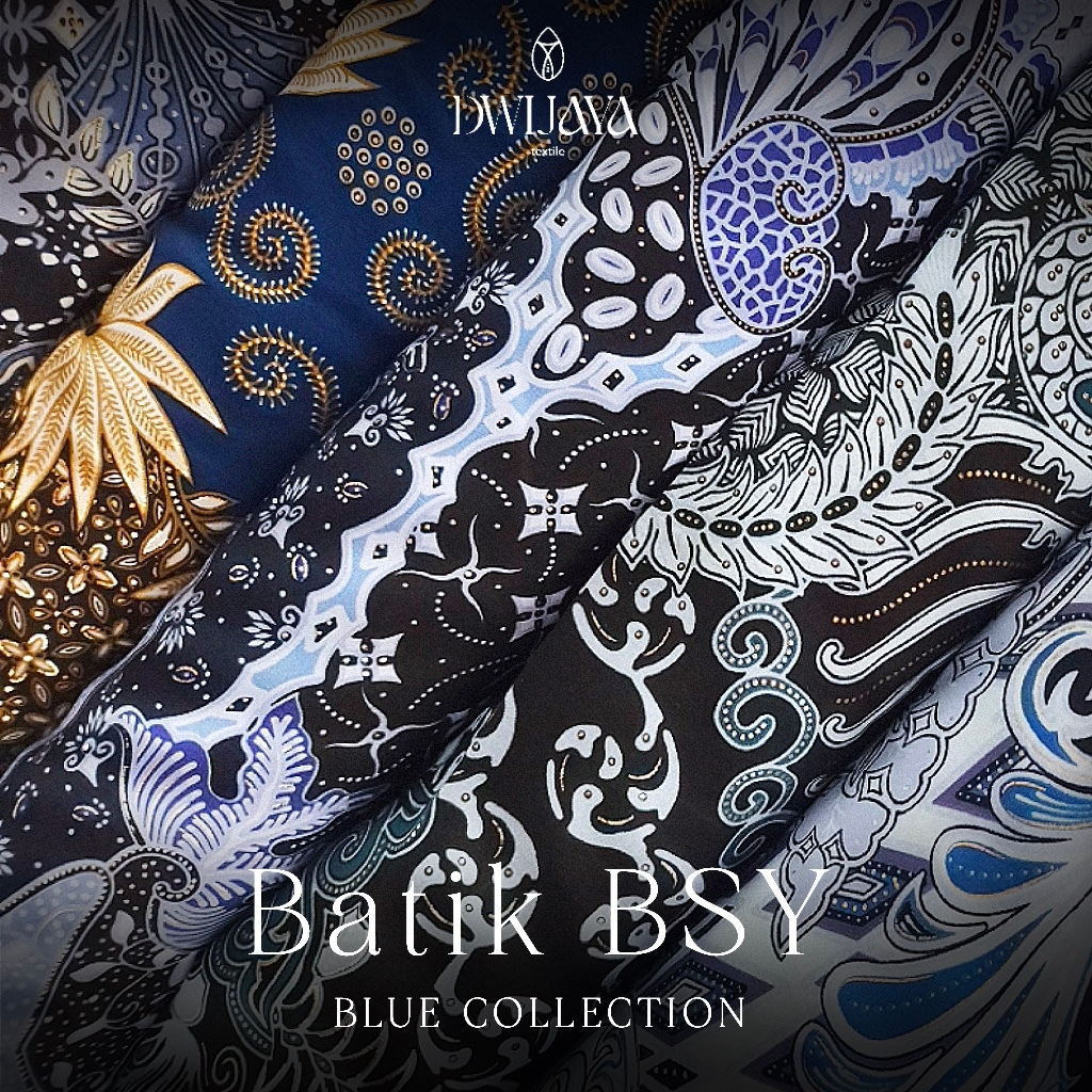 Jual 1/2 meter Kain Batik BSY Foil Halus Meteran Warna Biru Denim Bahan ...