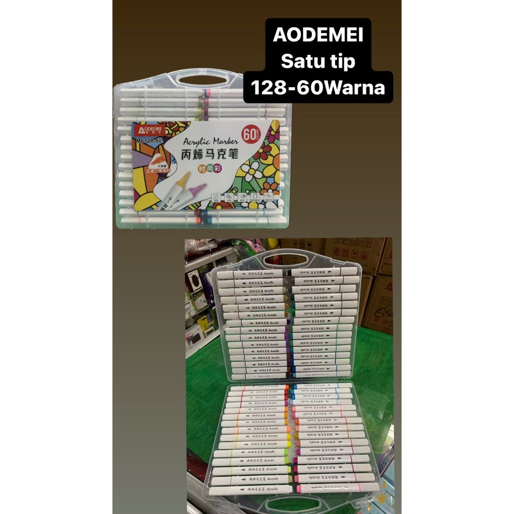 Jual aodemei acrilyc marker 60 warna single tip plastic box semua ...