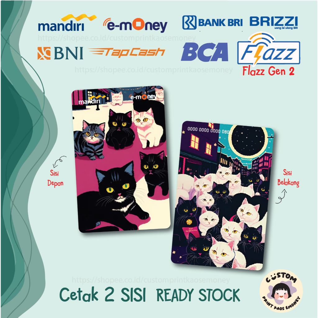 Jual KARTU E MONEY E TOLL ANIMAL CAT HEWAN KUCING HITAM CUTE MANDIRI ...