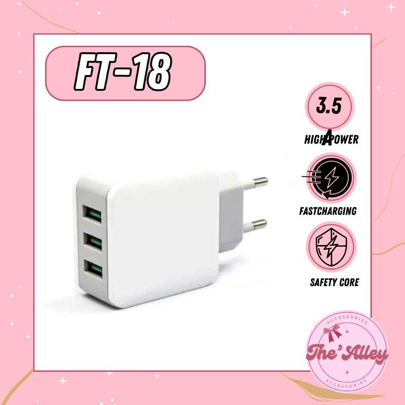 Jual [FT] 18 Charger 3 Port 3500 Mah Fast Charging Original 2.4 A ...