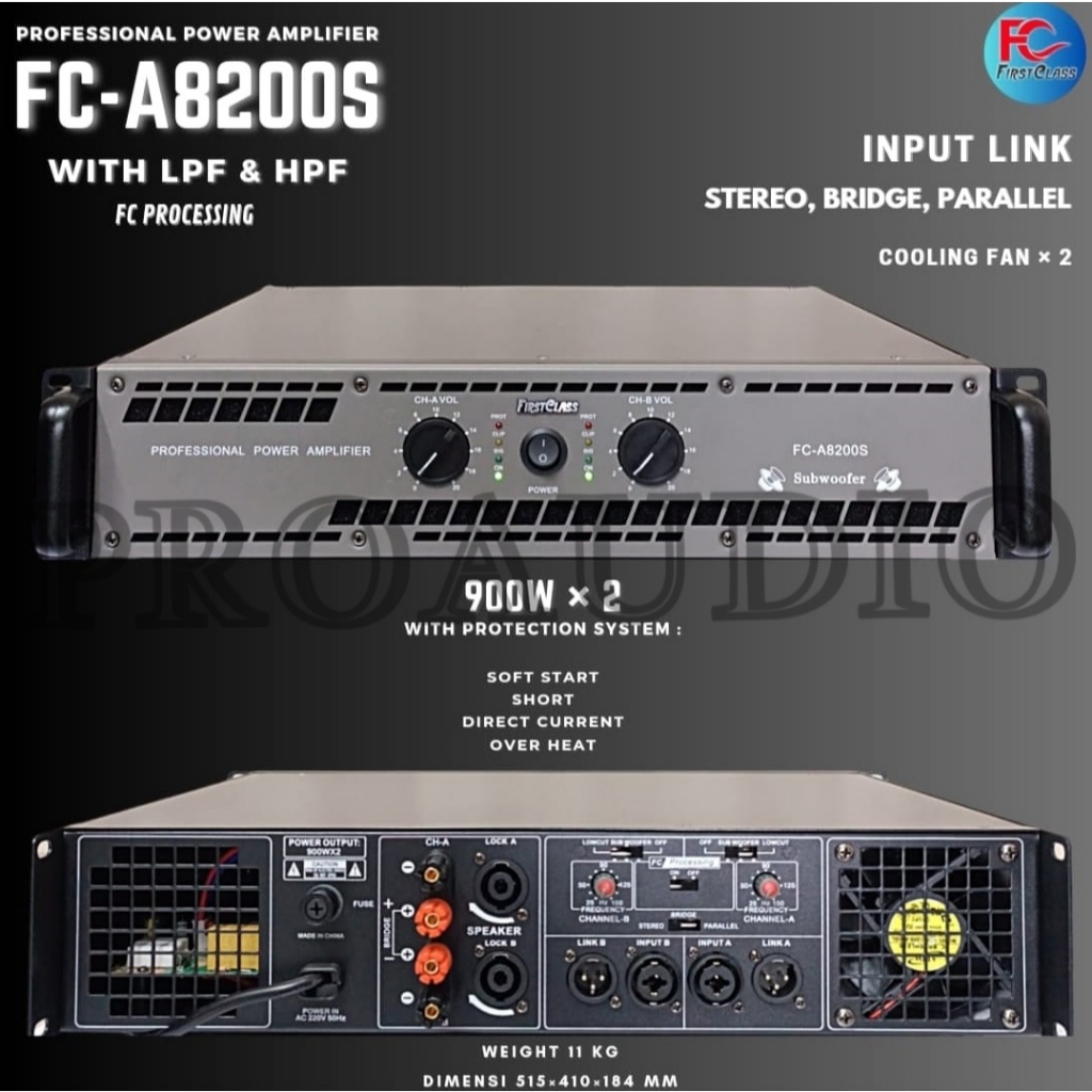 Jual POWER AMPLIFIER 2 CHANNEL FIRST CLASS FC A 8200 S / FC A8200S / FC ...