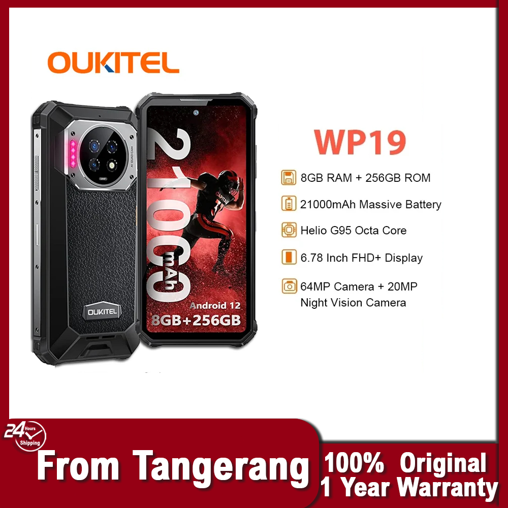 Jual 【24 Hour Shipping Tangerang】Oukitel WP19 Rugged Mobile Phone 8GB 256GB Android 12 Night ...