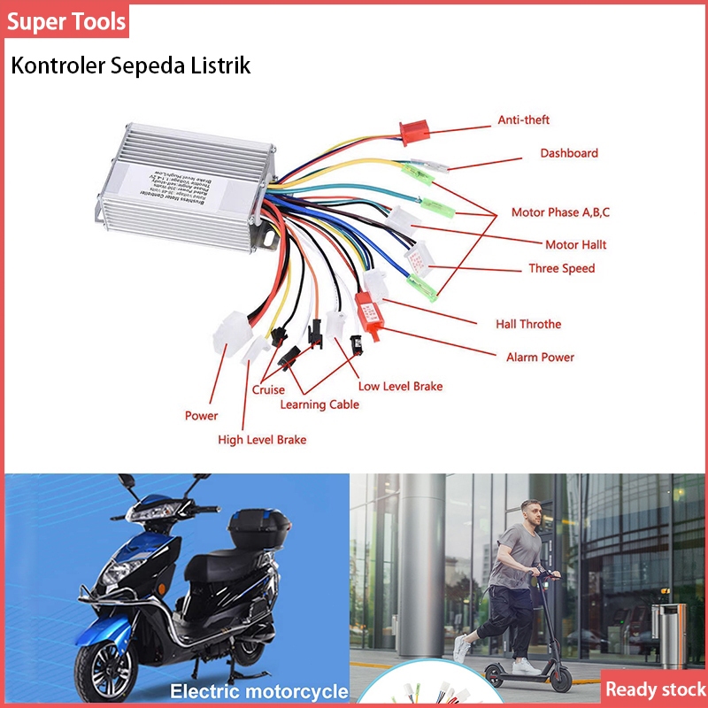 Jual Kontroler Sepeda Listrik 36V / 48V 350W Controller Motor Brushless ...