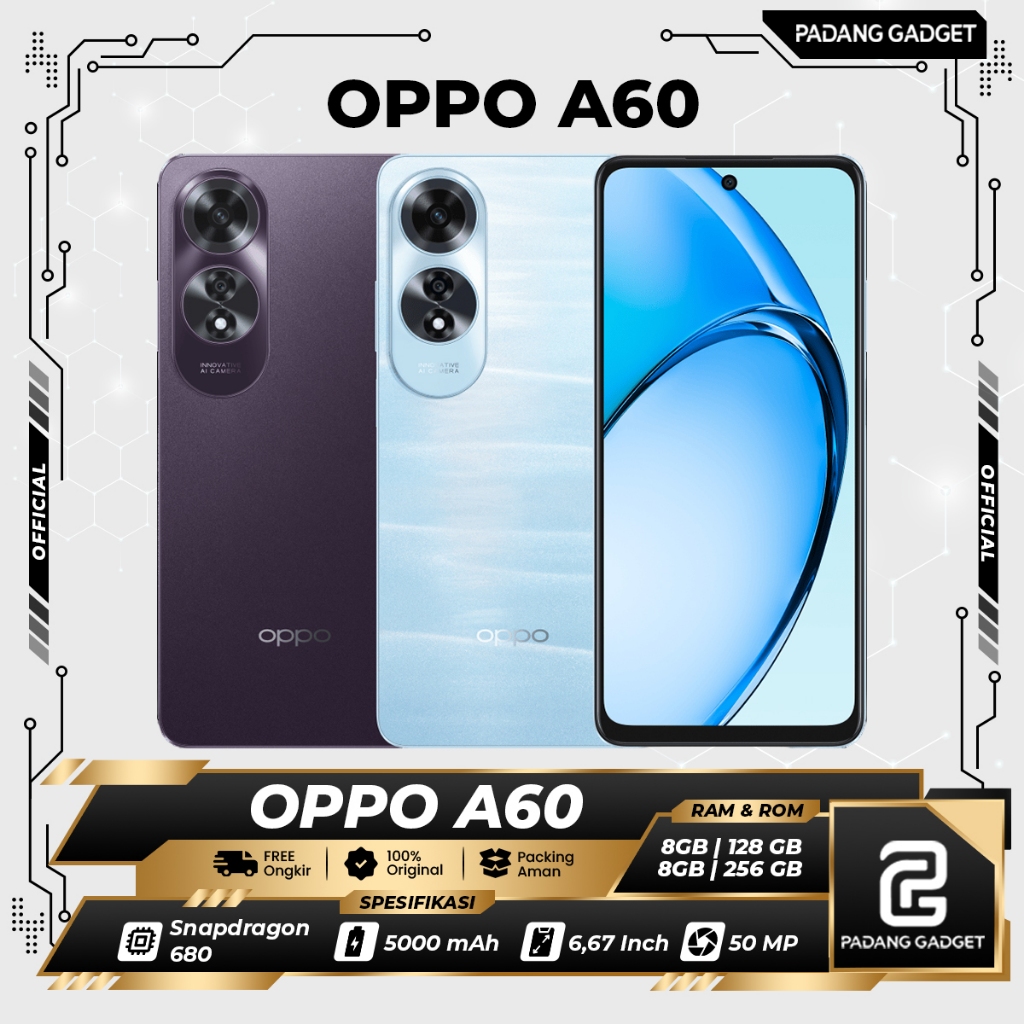 Jual Oppo A60 Ram 8+8/128 dan 8+8/256 GB New Original NFC Qualcomm ...