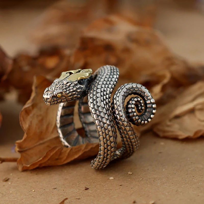 Jual Cincin Ular Naga Spiral Tanduk Emas (Ukuran Dapat Disesuaikan ...