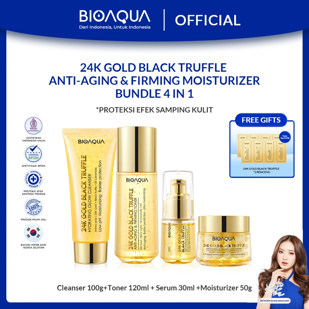 Jual BIOAQUA Skincare Paket 24K Gold Black Truffle Anti-Aging & Firming ...