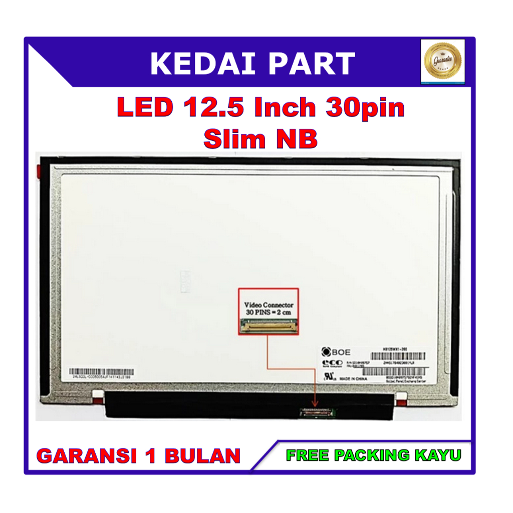Jual LCD LED Fujitsu 12 Inch 12.5 Inch 30 pin Slim HD No Bracket ...