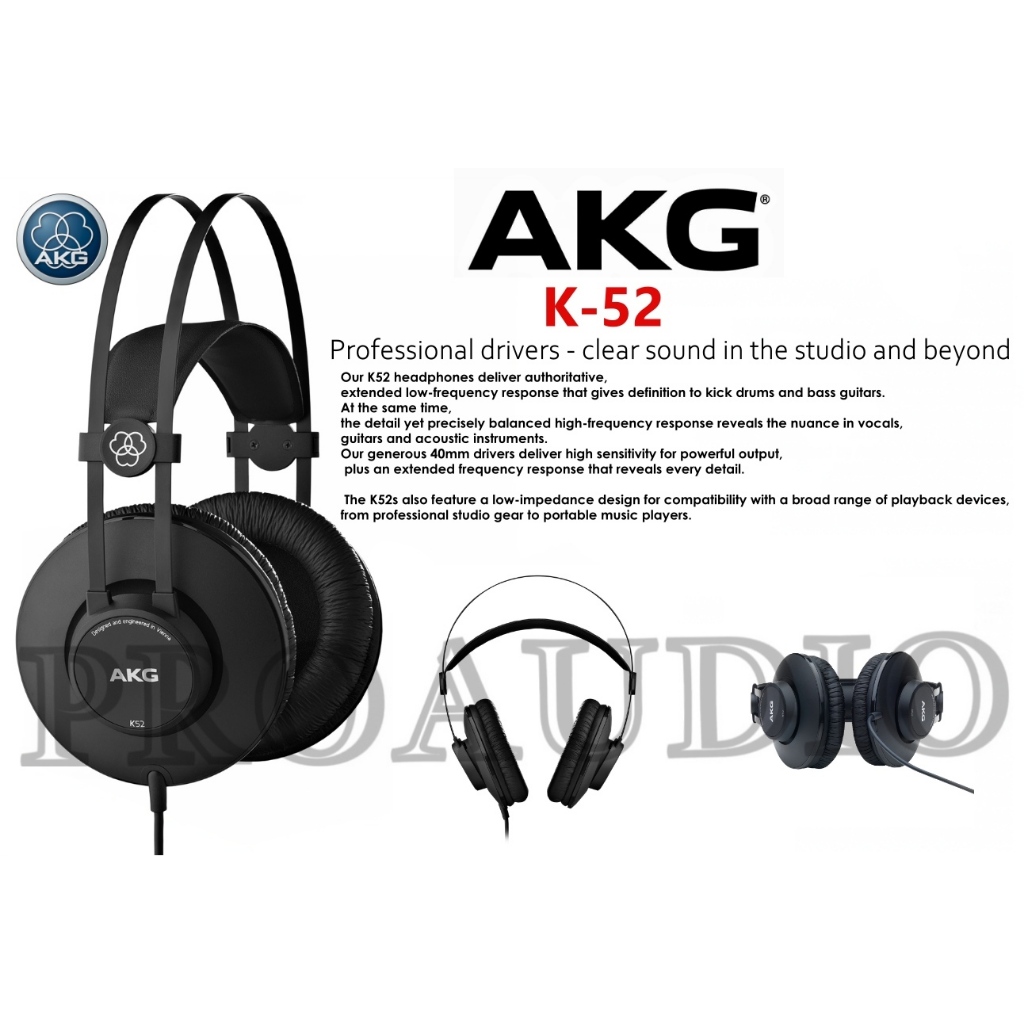 Jual AKG K52 / K 52 Professional Studio Monitor Headphones - Black | Shopee Indonesia