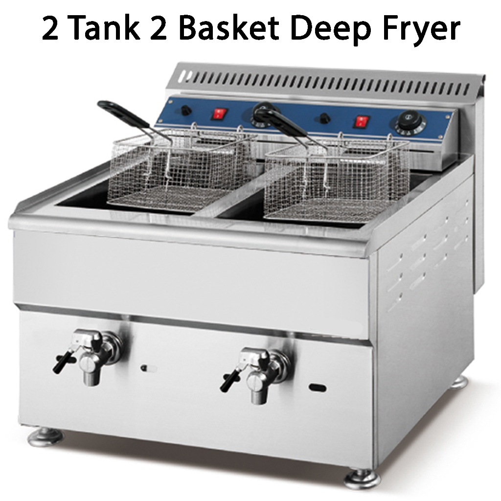 Jual 2 Tank 2 Basket @ 12 L Deep Fryer 24 Liter Table Top Gas atau ...