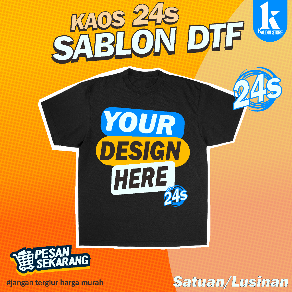 Jual COD KAOS CUSTOM SABLON 24S / SABLON DTF BISA SATUAN DAN LUSINAN | CETAK FOTO GAMBAR TULISAN ...