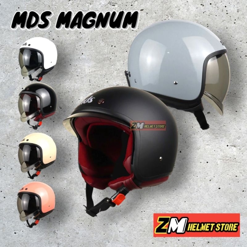 Jual Helm MDS MAGNUM Solid Retro Half face kekinian SNI INJAK ASTRO ...