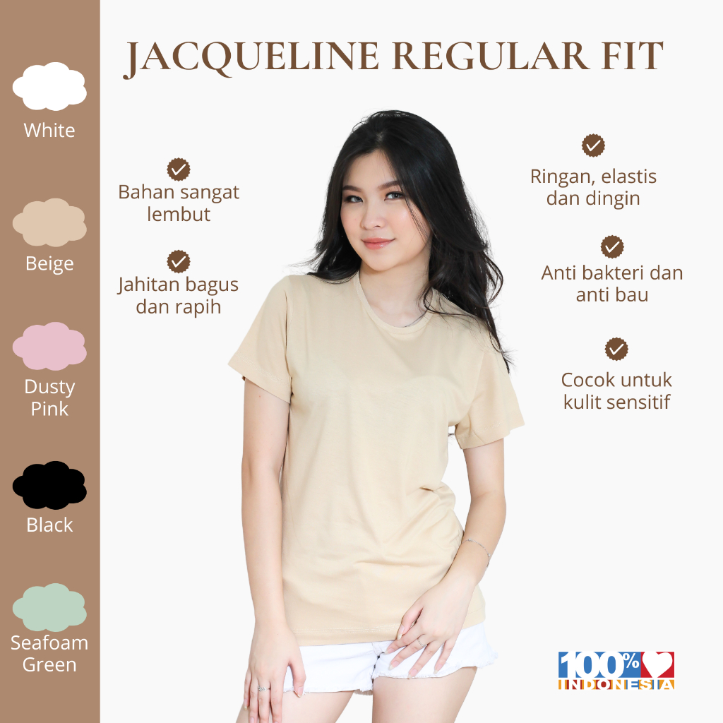 Jual JACQUELINE | Kaos Polos | Kaos Basic Wanita | Soft Cotton Premium ...