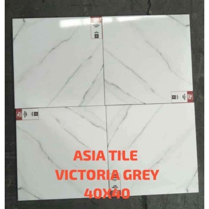 Jual keramik 40x40 glossy Victoria grey asia tile | Shopee Indonesia