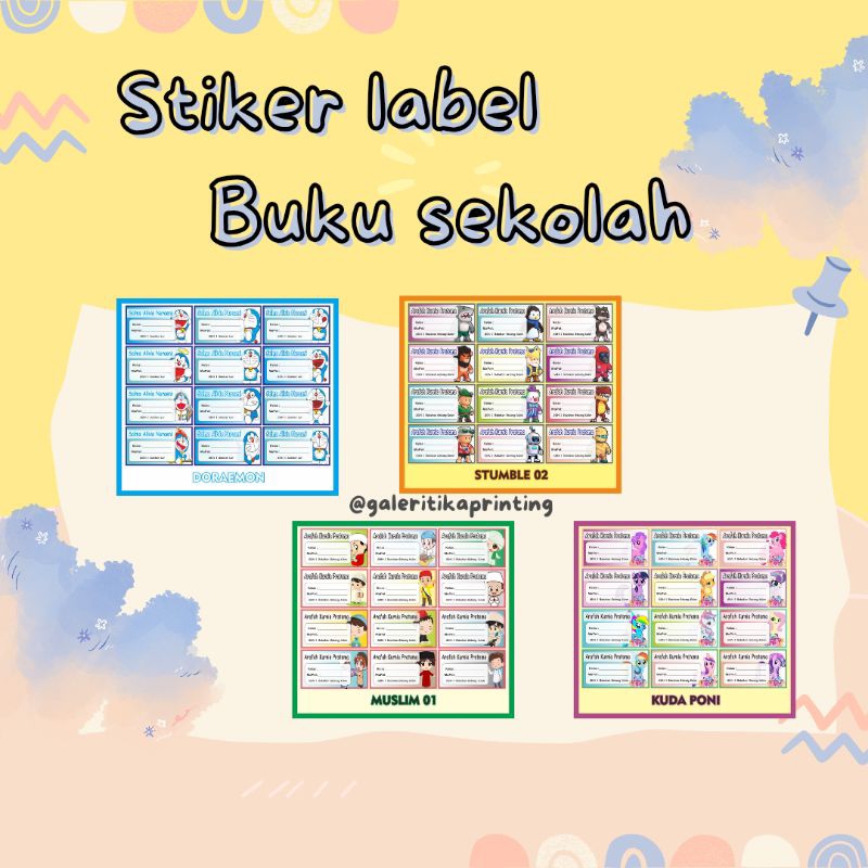 Jual [ISI 20 PCS] STIKER LABEL BUKU NAMA SEKOLAH MAPEL CUSTOM MATA ...