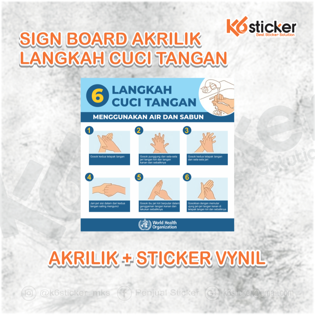 Jual SIGN AKRILIK 6 LANGKAH CUCI TANGAN WARNA BIRU | Shopee Indonesia